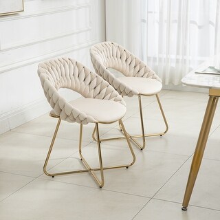 Velvet Upholstered Dining Chairs Set of 2 with Gold Legs - Bed Bath ...