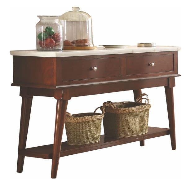 2 Drawer Server with Marble Top in White and Walnut - Bed Bath & Beyond ...