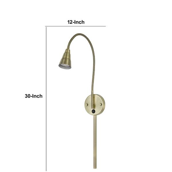 30 Inch Flexible Neck Metal Wall Lamp, LED Bulb included, Brass - Bed ...