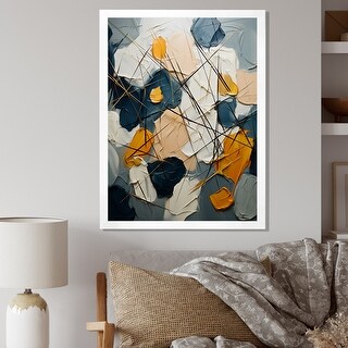 Designart "Minimal Joy In Black And Gold II" Abstract Painting Framed ...