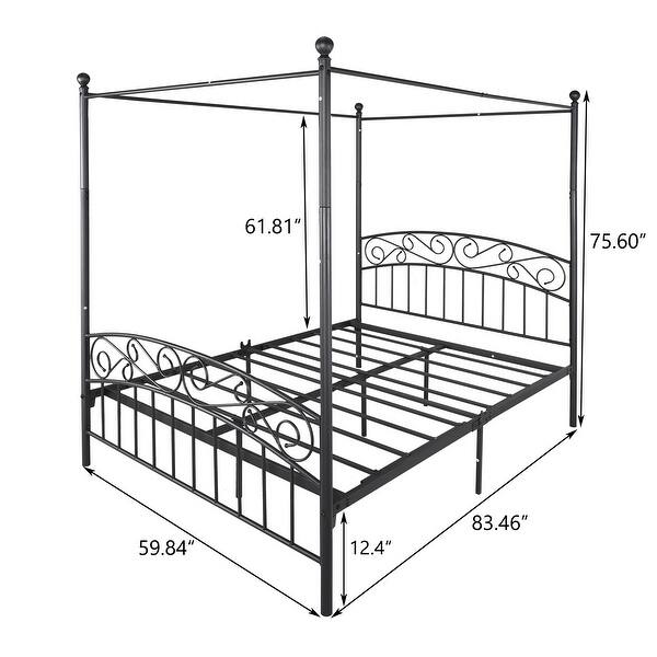 Metal Canopy Bed Frame with Ornate European Style - Bed Bath & Beyond ...