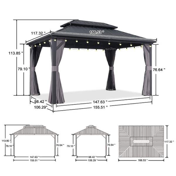 PURPLE LEAF Gazebo Outdoor Gazebo with Dual-Layer Galvanized Steel ...