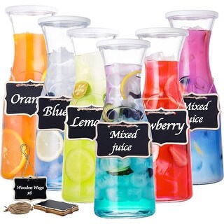 Set of 6 Glass Carafe Pitchers with Lids, Beverage Pitcher Carafe Set ...
