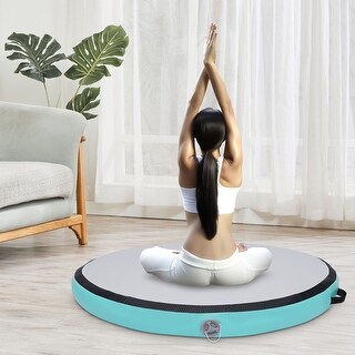 Inflatable Yoga Mat Round Tumbling Gymnastic Pilates Mats - 100cm - Bed ...