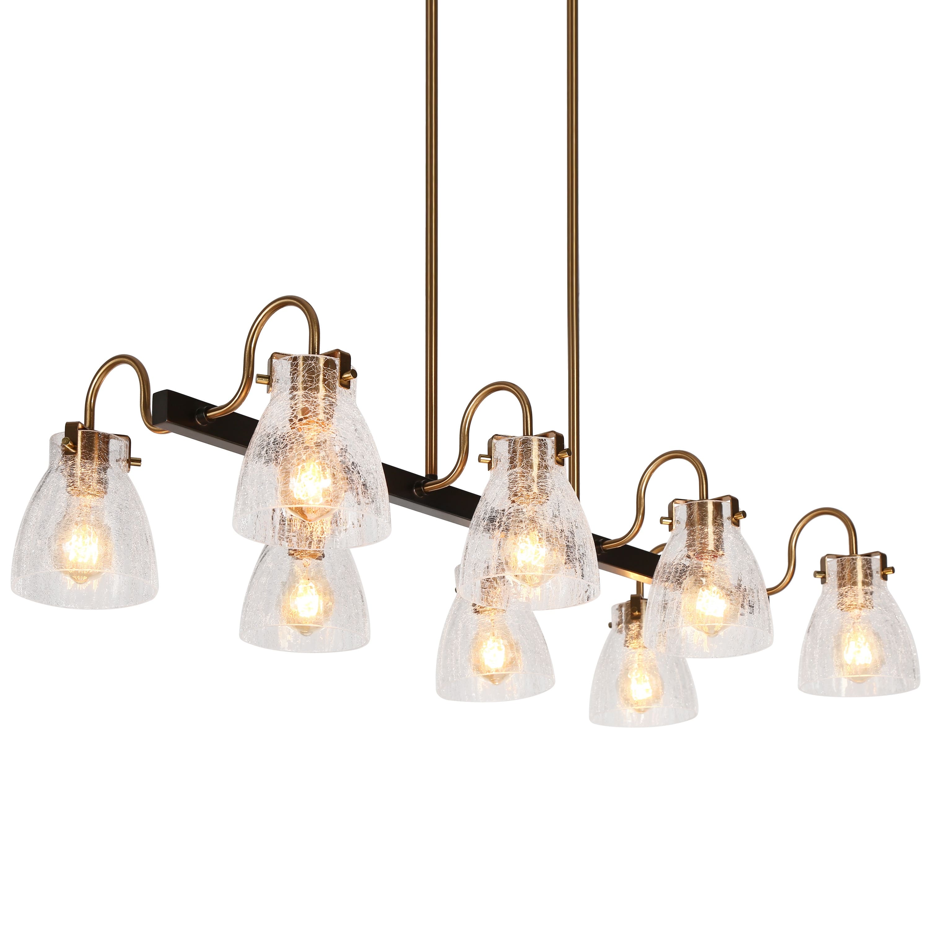Modern 8-Light Linear Chandelier Glass Kitchen Island Lights - Black Nickel&Electroplated Copper ...