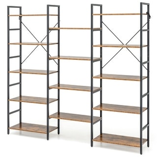 Large Triple Wide Floor Standing Bookcase Display Shelf with Metal ...