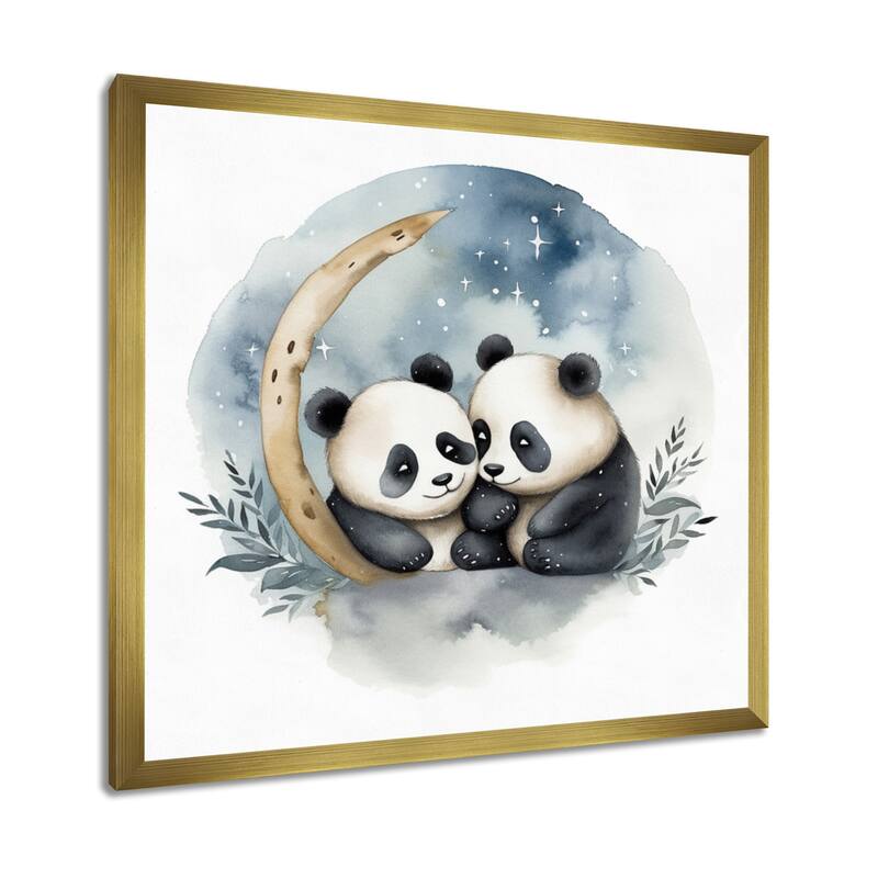 Designart "Watercolor Baby Pandas I" Animals Panda Framed Canvas Prints ...
