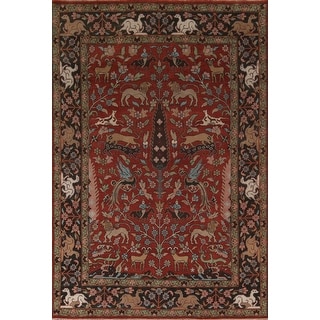 Hunting Animals Design Ziegler Indian Rug Hand-Knotted Wool Carpet - 8 ...