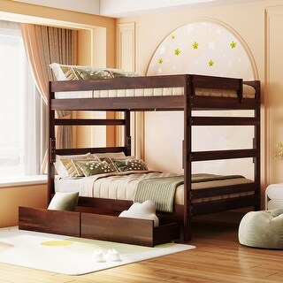 Full over Full Storage Bunk Bed with 2 Drawers for Kids, Solid Wood ...