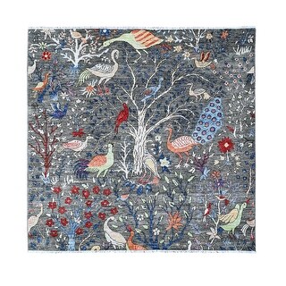 Shahbanu Rugs Splendor Gray Afghan Peshawar Birds of Paradise Design ...