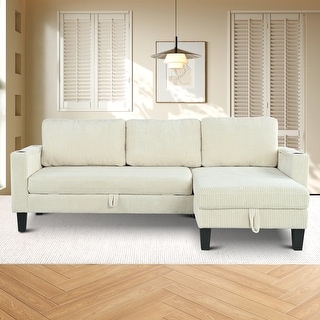 GDFStudio - Reversible Fabric Sleeper L-Shaped Sectional Sofa with ...