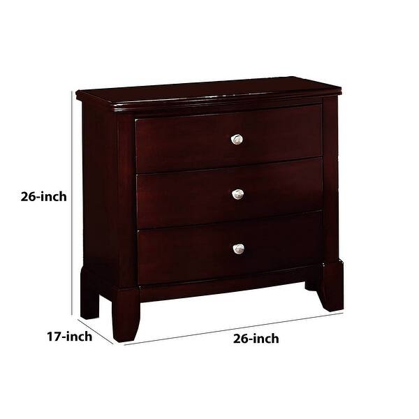 26 Inches 3 Drawer Wooden Nightstand with Chamfered Legs, Brown - Bed ...
