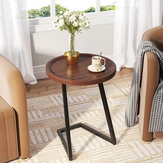 Round End Table,Side Tables with L-Shapped Legs - Bed Bath & Beyond ...
