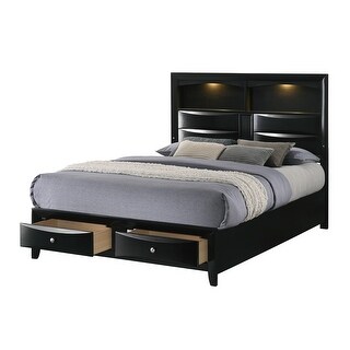 Tanner Black LED Bookcase Storage Platform Bed - Bed Bath & Beyond ...
