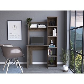 Business Office Desk with Two Superior Shelves and Five Cubbies and ...