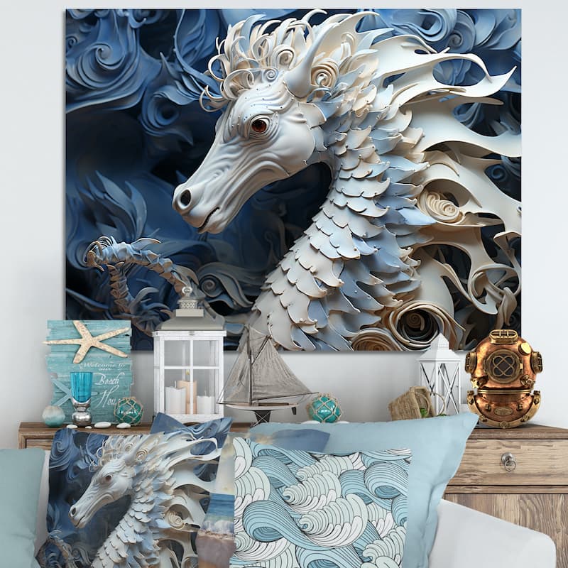 Designart "Underwater Seahorse Elegance" Seahorse Animal Wall Art ...