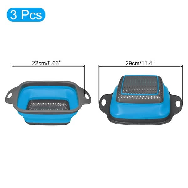 Collapsible Colander Set Silicone Square Foldable Strainer with Handle ...