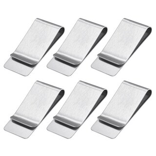 6pcs 50mm Stainless Steel Slim Clips Credit Card Holder Clamp, Silver ...