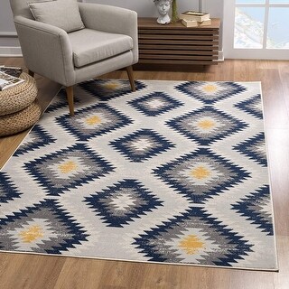 5' X 8' Blue And Gray Kilim Pattern Area Rug - 3'6" - Bed Bath & Beyond ...