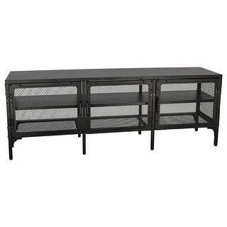 Elegant Black Metal TV Stand for 65-Inch TV - 2-Tier Console Table with ...