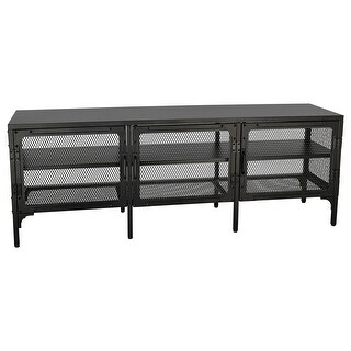 59" Industrial Metal TV Stand for 65" TV with 3 Mesh Doors & Open Back ...
