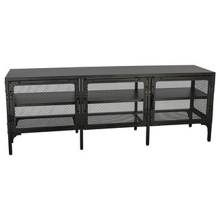 Elegant Black Metal TV Stand, 65-Inch TV, Clutter-Free, 2-Tier Console ...