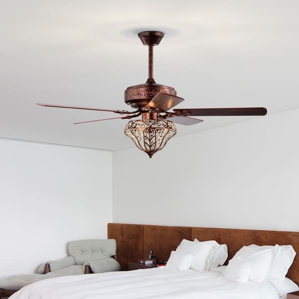 Luella 52 Inch Antique Copper Finish Ceiling Fan Crystal 3 Light with ...