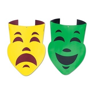Club Pack of 24 Green and Yellow Comedy and Tragedy Face Cutout Party ...