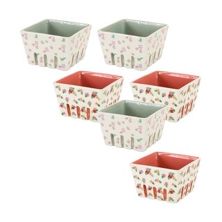Ceramic Berry Container with Floral Design (Set of 6) - Bed Bath ...