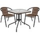3-piece Metal/ Rattan Patio Dining Set with 28-inch Square Table - 28"W ...