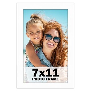 7x11 Frame White Solid Wood Picture Frame Includes UV Acrylic Shatter ...