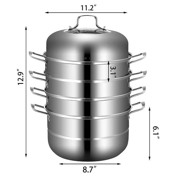 VEVOR 5-Tier Stainless Steel Steamer Multi-Layer Cookware Pot with ...