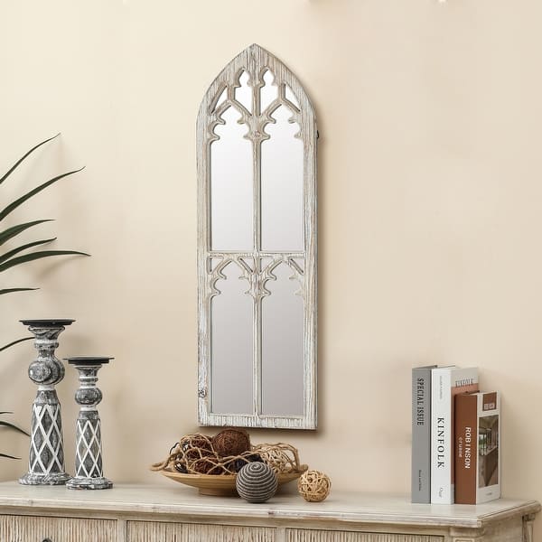 Wood Cathedral Framed Wall Mirror - Bed Bath & Beyond - 27863736