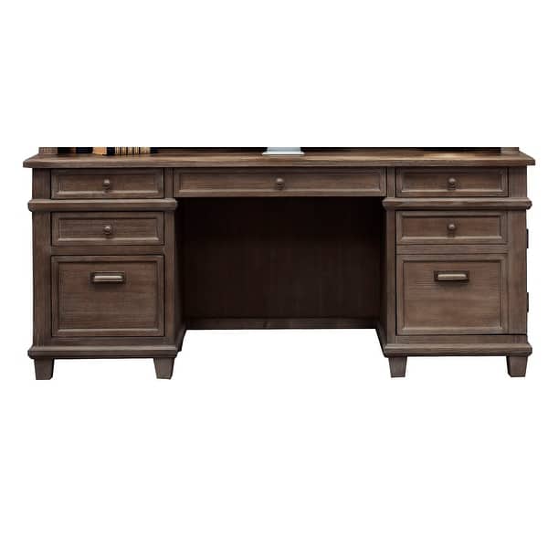 Carson Credenza, Wood Office Desk, Writing Table, Gray - Bed Bath ...