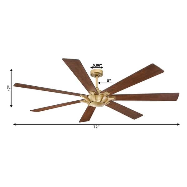 72" Modern Gold Reversible 7-Blade Larger Windmill Ceiling Fan with ...
