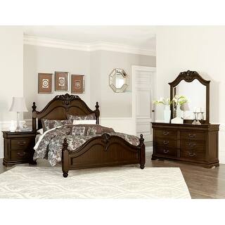 Dark Cherry Finish Traditional 5pc Bedroom Set - Bed Bath & Beyond ...