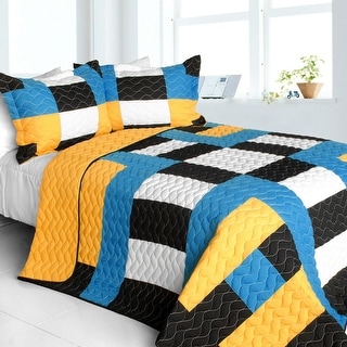 Vermicelli-Quilted Patchwork Geometric Quilt Set Full/Queen - Bed Bath ...