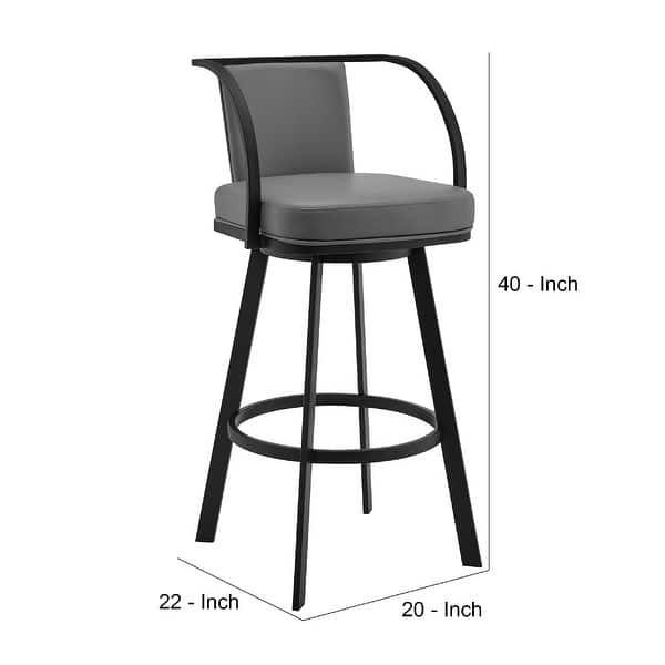 Metal Swivel Barstool with Open Curved Frame Arms, Gray and Black - On ...