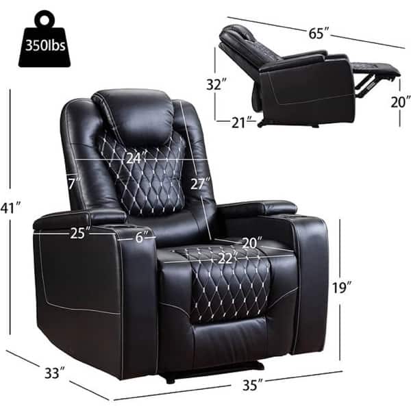 Overstuffed Electric Home Theater Seating PU Leather Reclining ...