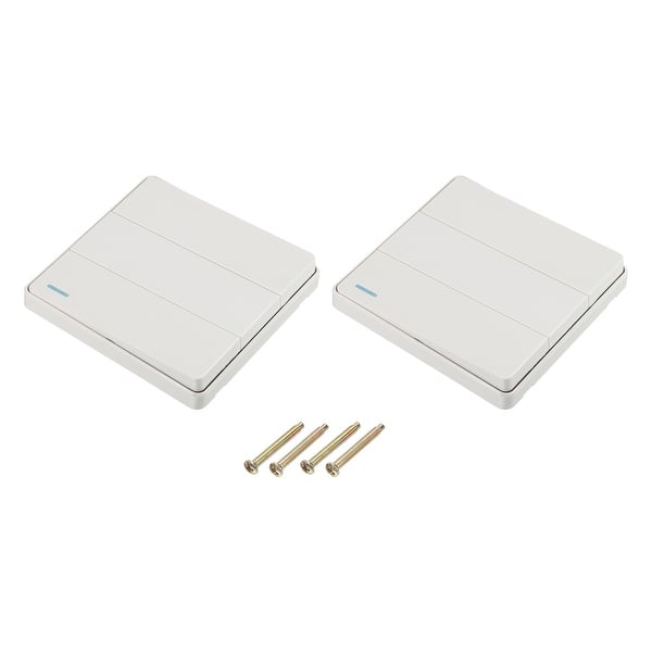 Light Switch Wall Push Button 3 Gang 2 Way White 250V 10A 86mmx86mm ...