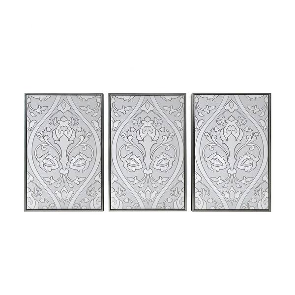 Baroque Inspired Triptych Silver Framed Canvas Wall Art Set - Bed Bath ...
