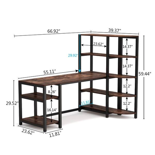 67 inch Computer Desk with 5 Tier Storage Shelves - Bed Bath & Beyond ...