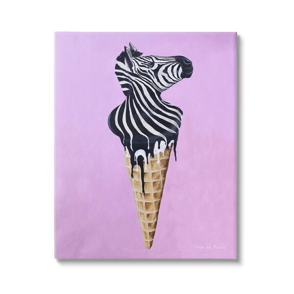 Stupell Striped Zebra Ice Cream Cone Purple Background Canvas Wall Art ...