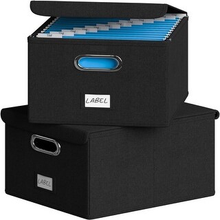 File Storage Organizer Box Set of 2 ( Black) - Bed Bath & Beyond - 39427082
