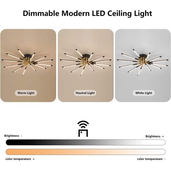Modern Led ceiling light fixtures flush mount, Black and Gold Light ...