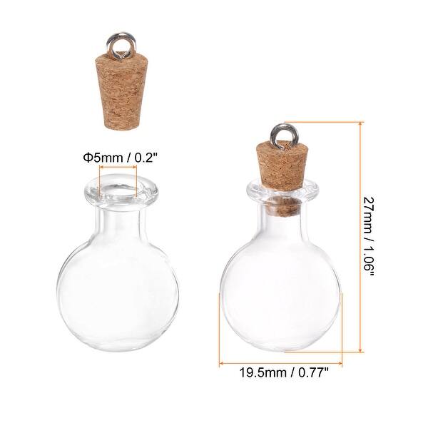 20pcs Mini Glass Bottles with Cork Oblate Round Shape with Ring ...