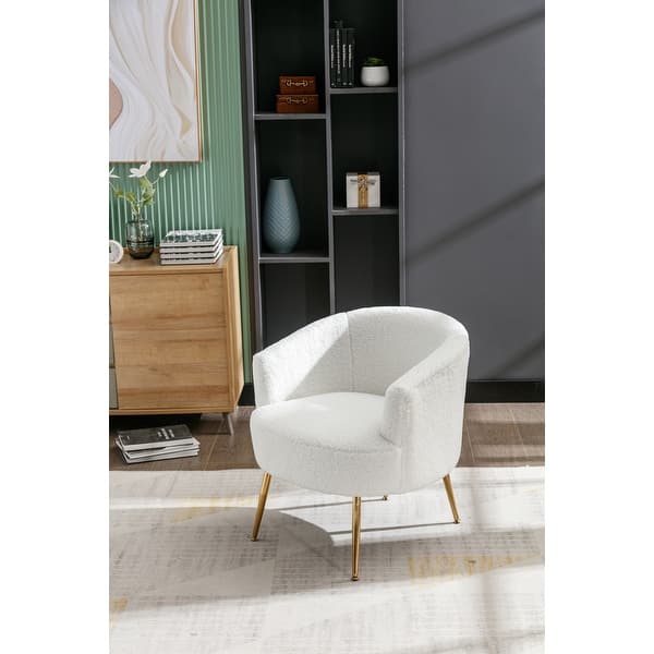 White Teddy Fabric Armchair With Gold Metal Legs - Bed Bath & Beyond ...
