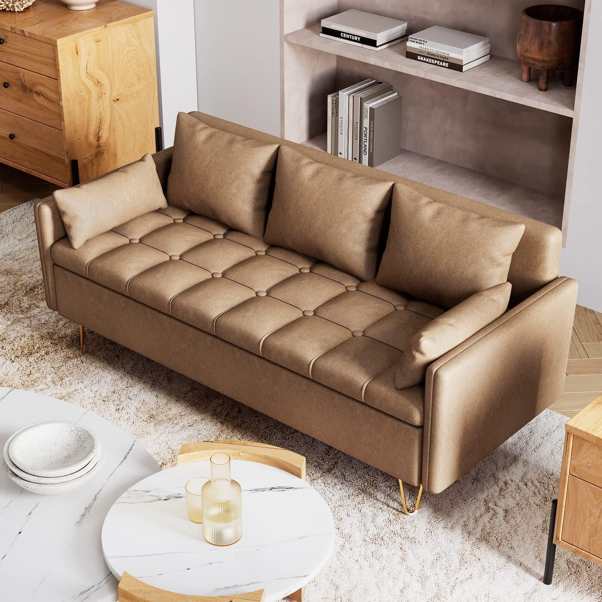 3 Seat Sofa Couches for Living Room Faux Leather Sofa with Lift Up Storage Box On Sale Bed Bath Beyond 40558448