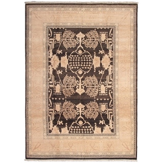 ECARPETGALLERY Hand-knotted Chobi Twisted Dark Brown Wool Rug - 10'3 x ...