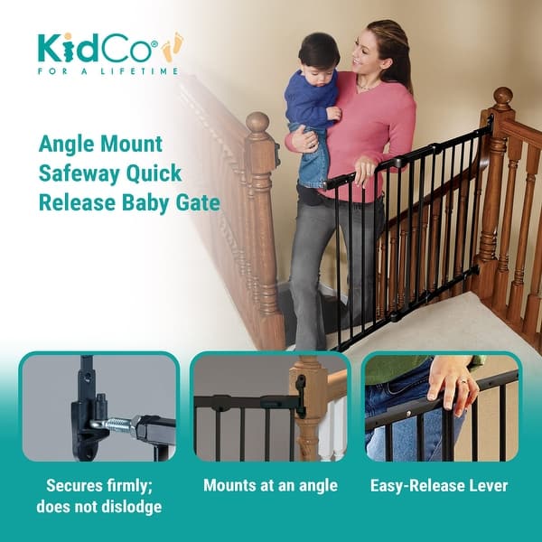 KidCo Angle Mount Safeway Stair Top Quick Release Baby Gate, 42.5x30.5 ...